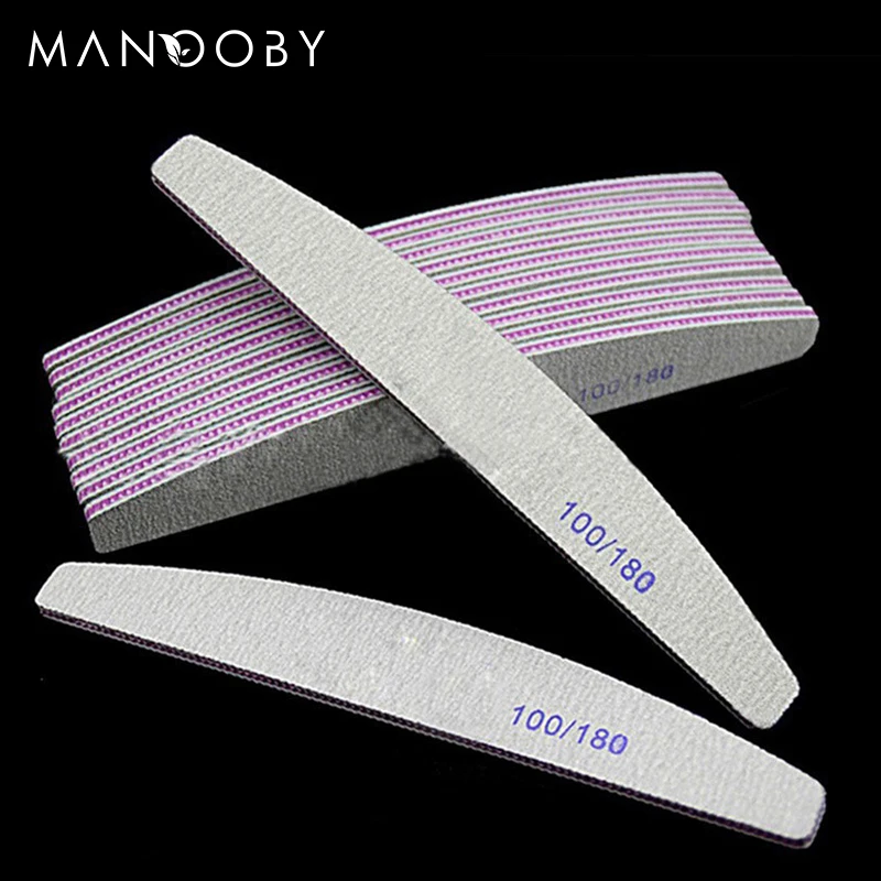 Professional Half Moon Nail file 100/180 Sandpaper lime a ongle Sanding ...
