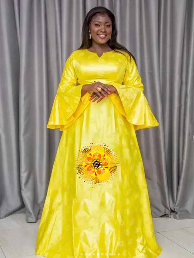 Large Size Bazin Riche Long Dresses For African Women Evening Gowns Top ...