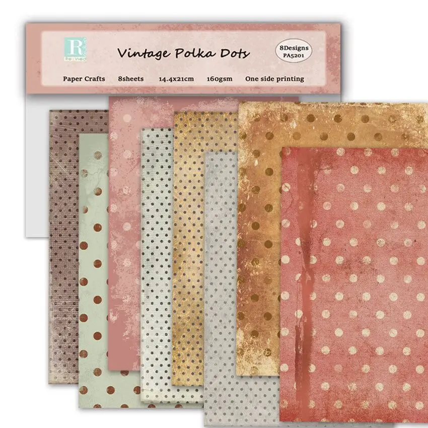 8sheets vintage polka dots Paper Pack for DIY Junk Journal Planner ...