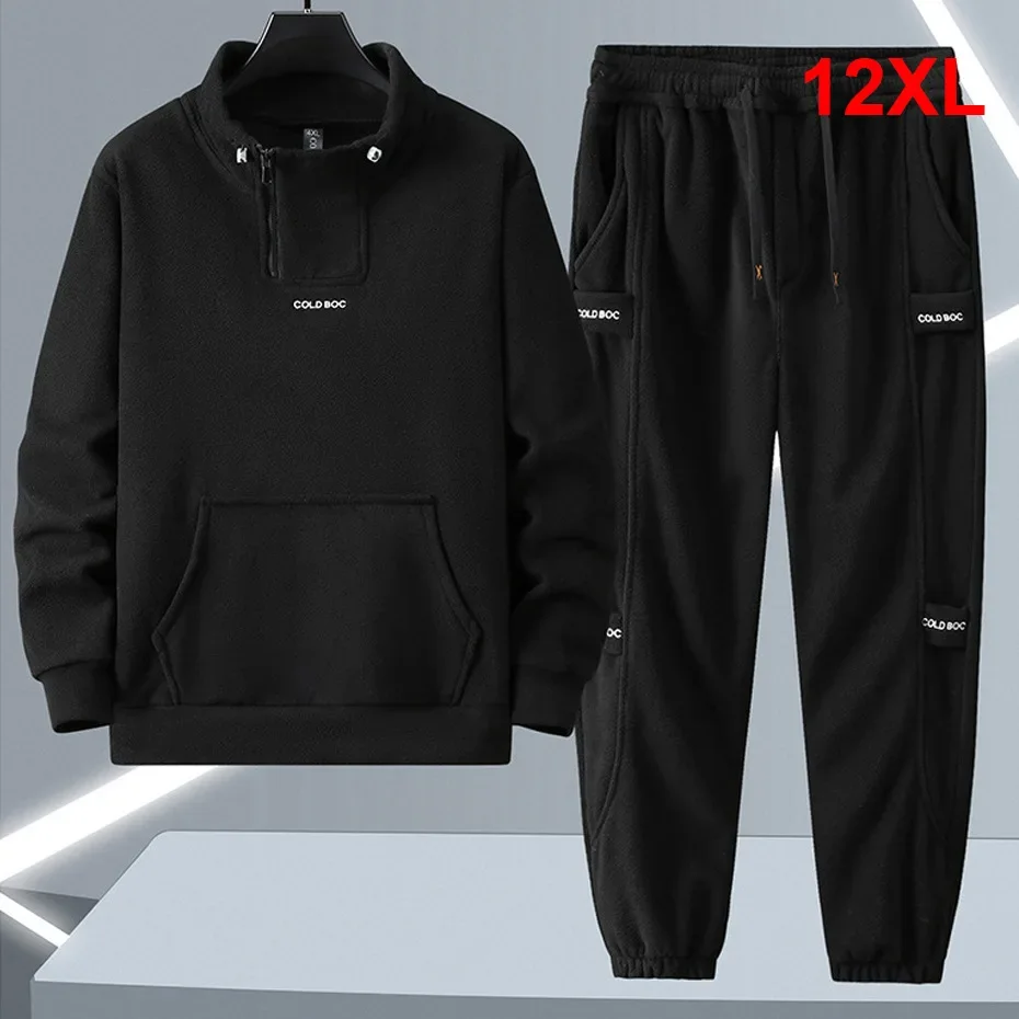 Polar Fleece Tracksuit Men 12XL Plus Size Men's Sets Sweatshirt ...