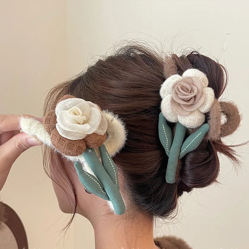 1pc Autumn and winter shark hair clip, plush hair clip, high-end ...