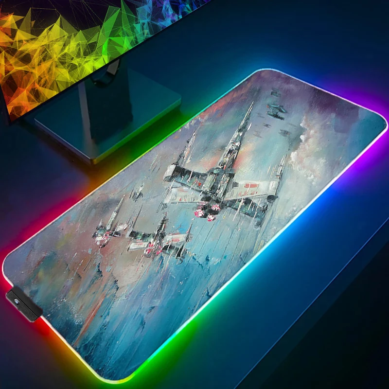 RGB LED Mouse Pad Gaming Mousepad Rubber S-star W-wars Mouse Mat Gamer ...