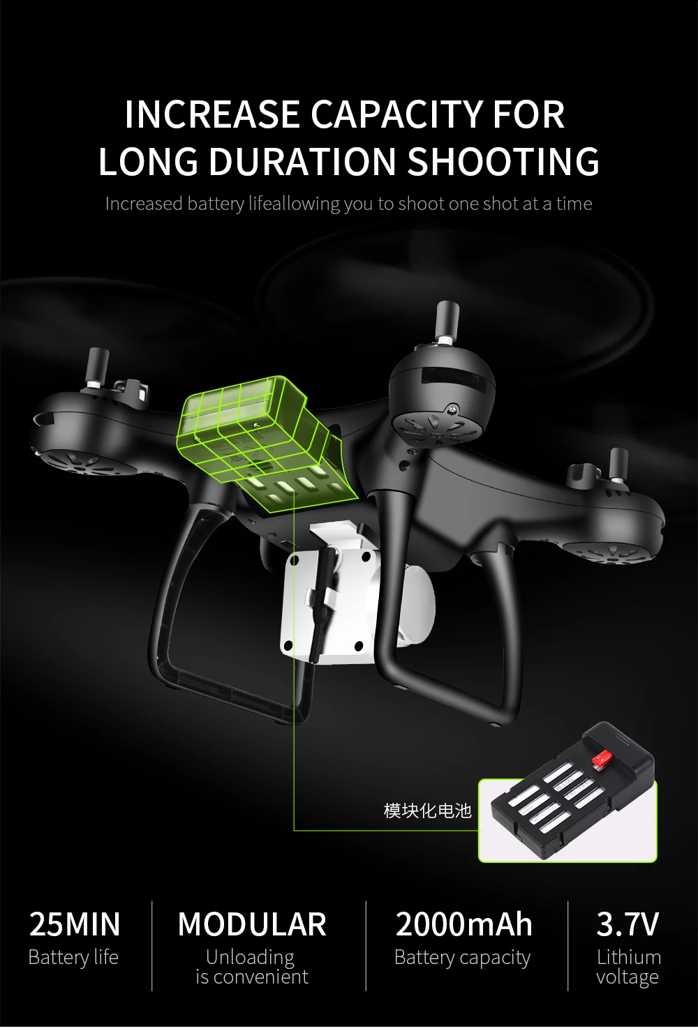 Avec caméra-720P-R-Drone 8S longue endurance, photographie aérienne ...