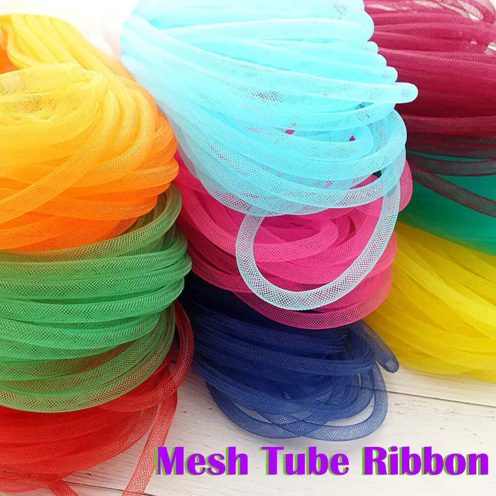 10M Mesh Tube Ribbon Tubing Hair Design Christmas Holiday Wreath Crafts ...