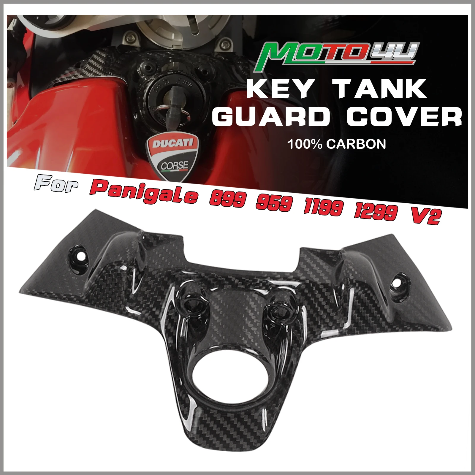 For Ducati Panigale 899 959 1199 1299 V2 100% Carbon Fiber Ignition Key ...