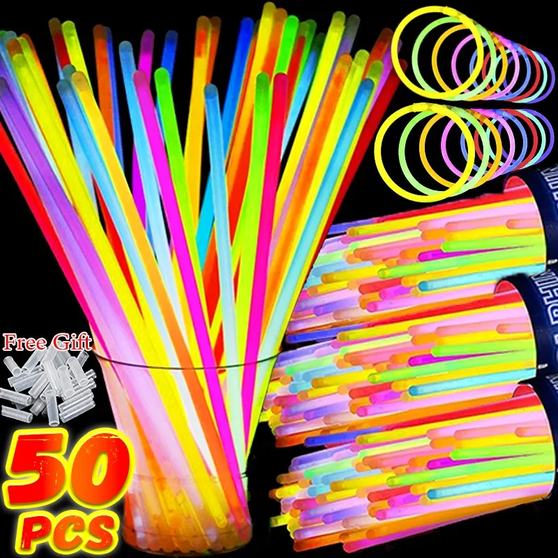 10-50pcs-Glow-Sticks-Party-Fluorescence-Light-Glowing-In-The-Dark ...