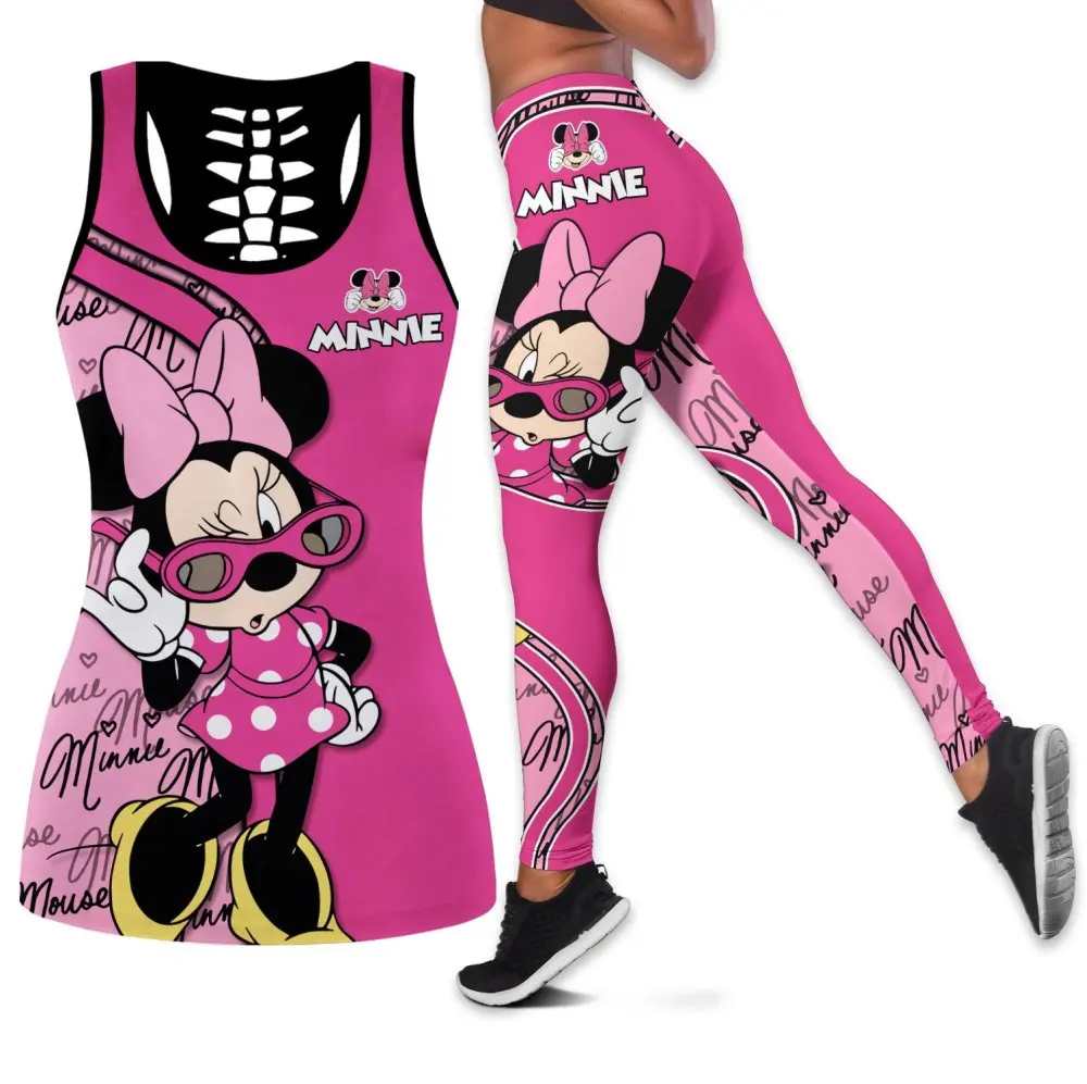 Disney-Minnie-Mouse-Women-s-Hollow-Vest-Women-s-Leggings-Yoga-Suit ...