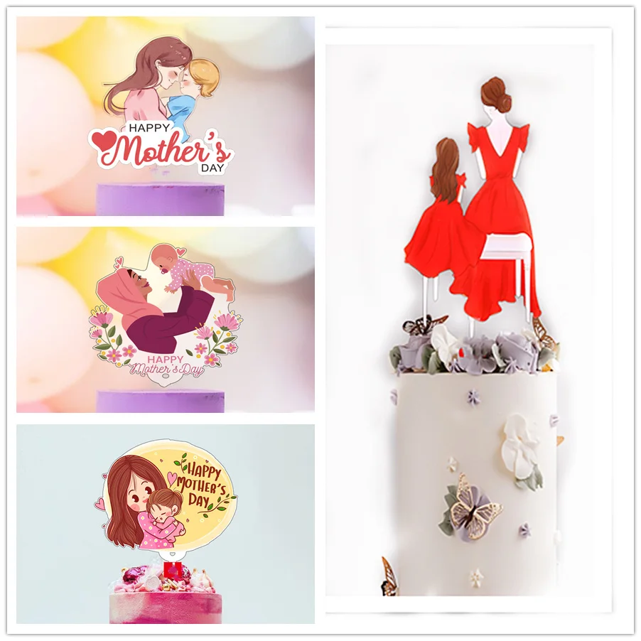 Colorful-MOM-Birthday-Cake-Topper-Acrylic-Mother-s-Day-Family-Party ...