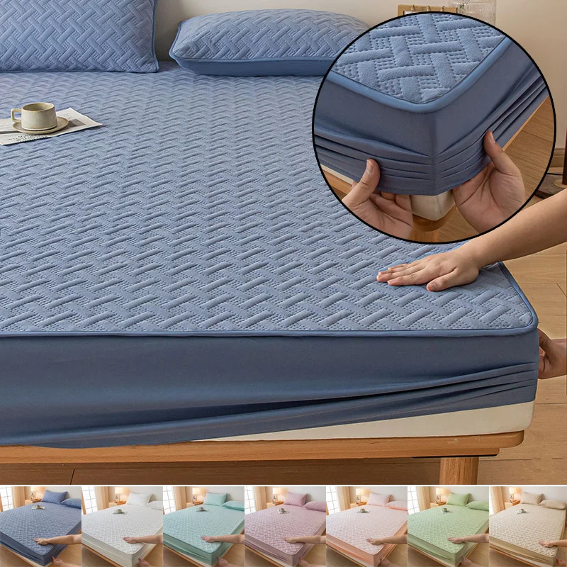 Premium-Cotton-Mattress-Cover-Solid-Color-Elastic-Fitted-Bed-Sheet ...