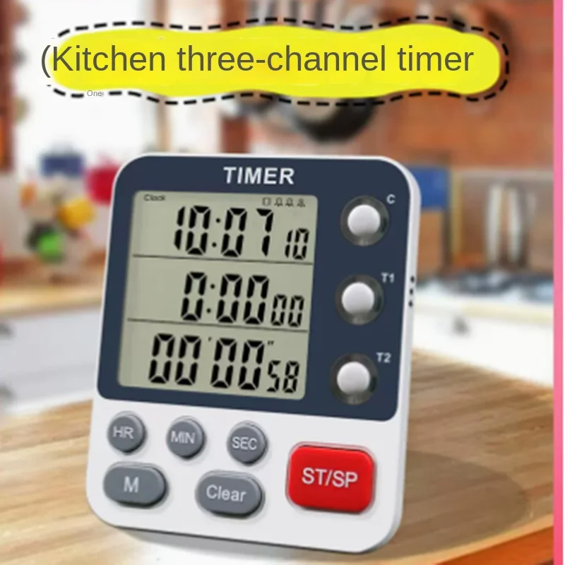 Kitchen Timer Digital Timers 3 Channels Magnetic Count Up & Countdown ...