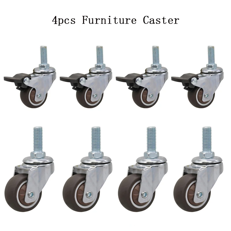 4pcs-Furniture-Casters-Wheels-Soft-Rubber-Swivel-Caster-Quite-Roller ...