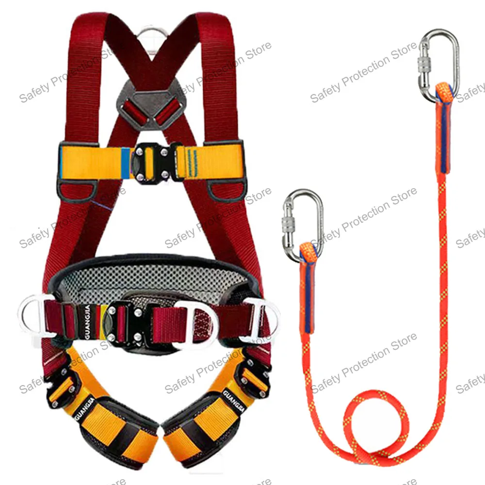 Full-Body-High-Altitude-Work-Safety-Harness-Five-point-Safety-Belt-Rope ...