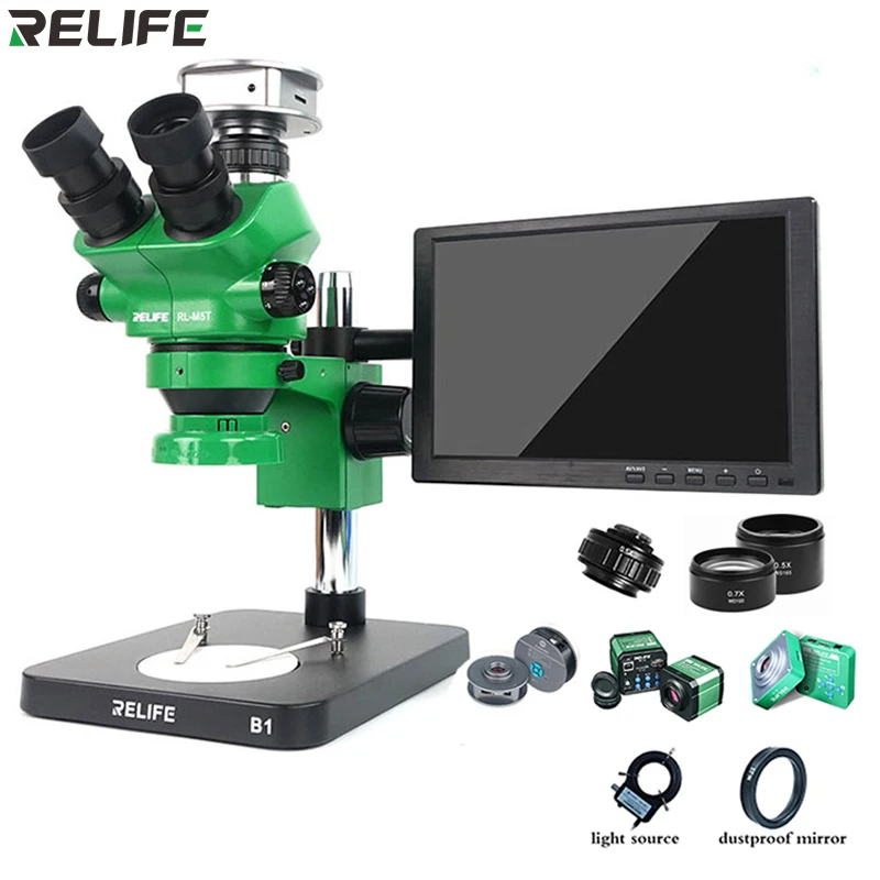 RELIFE-RL-M5T-microscopio-Trinocular-con-Zoom-continuo-soldadura-Pcb ...