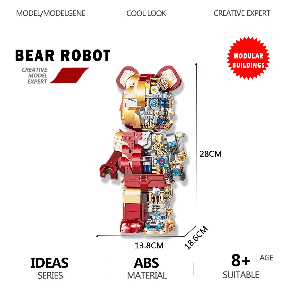 Idea-Mechanical-Bear-Building-Blocks-3D-Half-Body-Model-Robot-Bricks ...