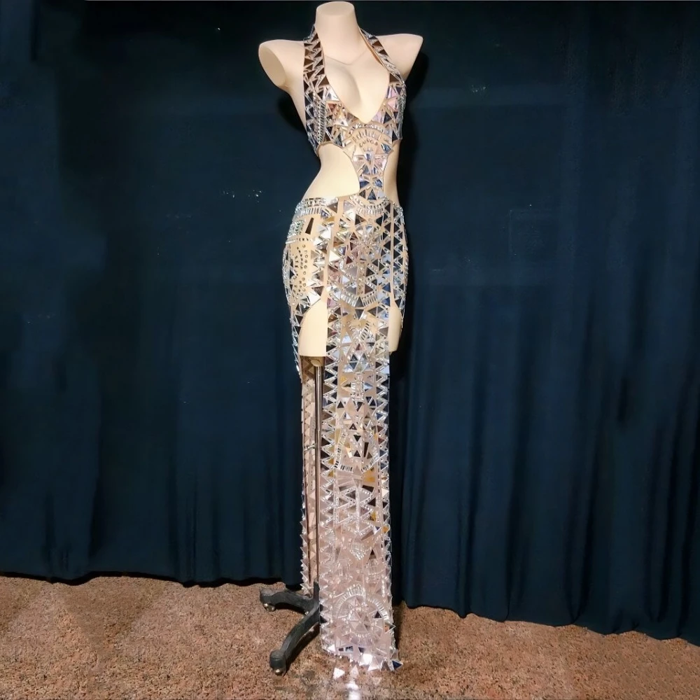 Luxury-Mirror-Surface-Sequined-Sexy-Backless-Halter-Slit-Dress-Evening ...