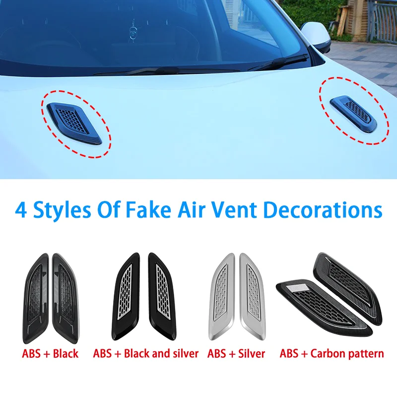 2Pcs Universal Car Air Intake Inlet Bonnet Hoods Scoop Vents Sticker ...
