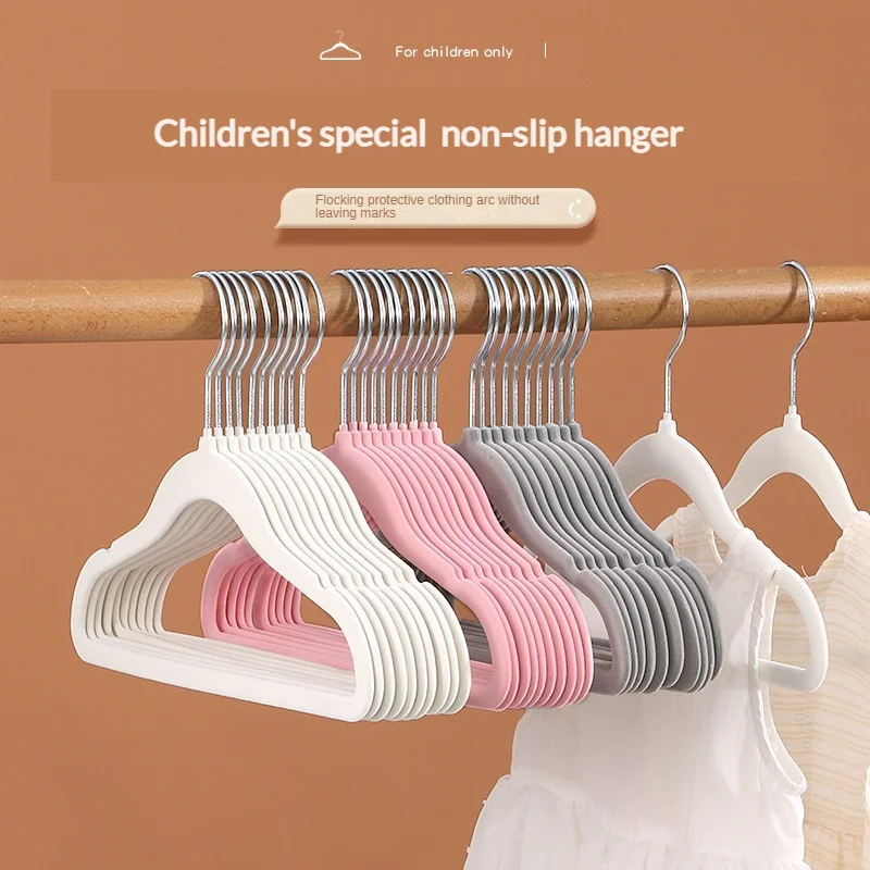 10/20Pcs Plastic Flocked Hangers, Children's Hangers, Non-Slip Shoulder ...
