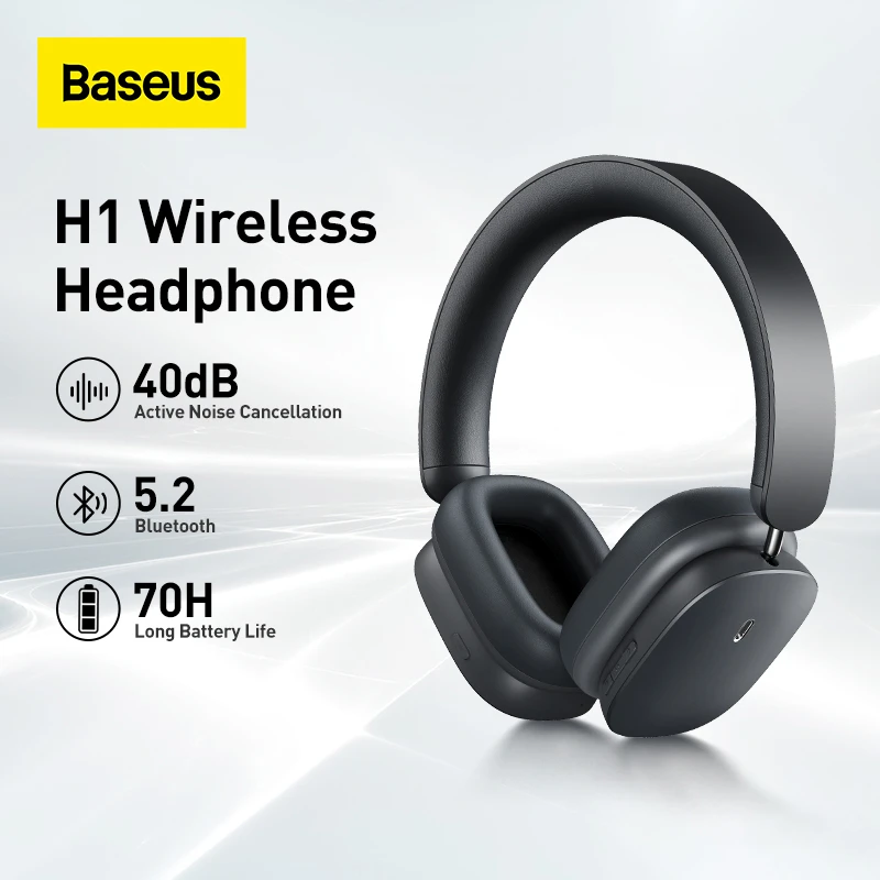 Baseus H1 Híbrido 40db Anc Sem Fio Fones De Ouvido 4-mics Enc Fone De Ouvido Bluetooth 5.2 40mm ...