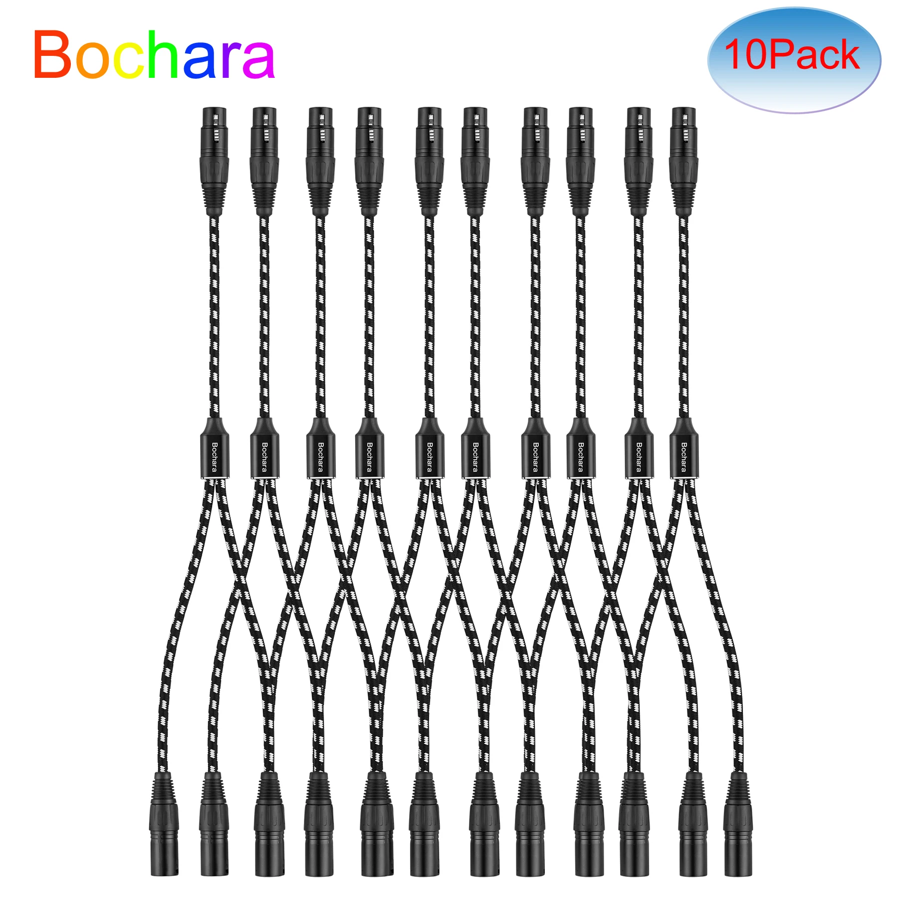 Braided-XLR-Female-to-Dual-XLR-Male-3pin-Y-Splitter-Cable-Foil-Braided ...