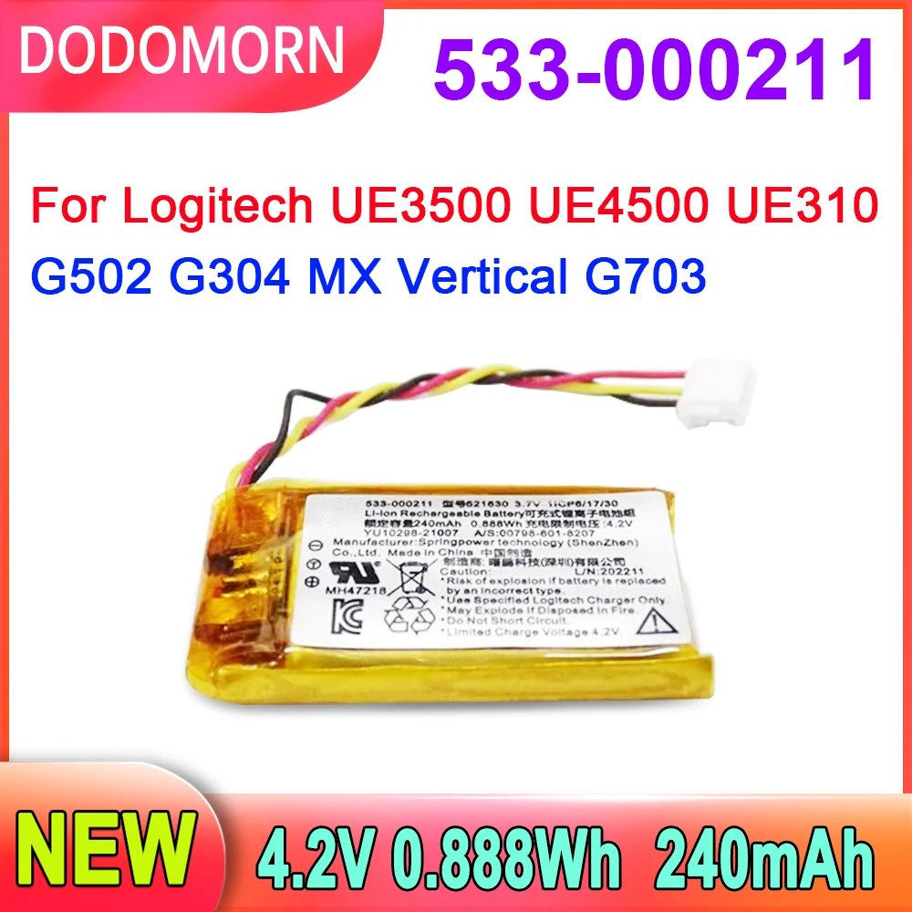 DODOMORN-533-000211-521630-High-Quality-Battery-For-Logitech-UE3500 ...