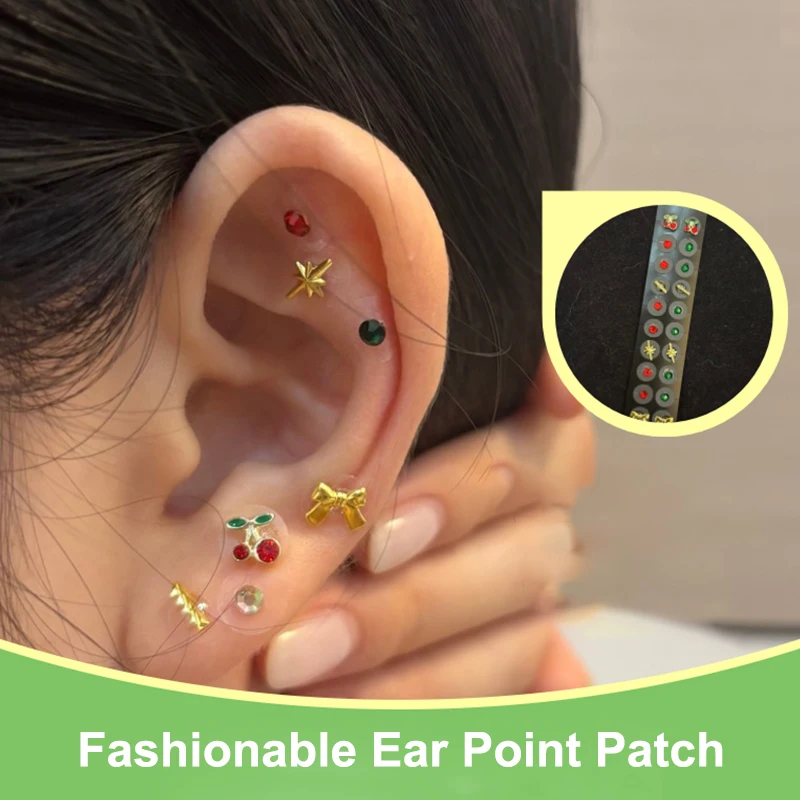 Fashion Bowknot Colorful Flower Rhinestones Ear Point Stickers Ear ...