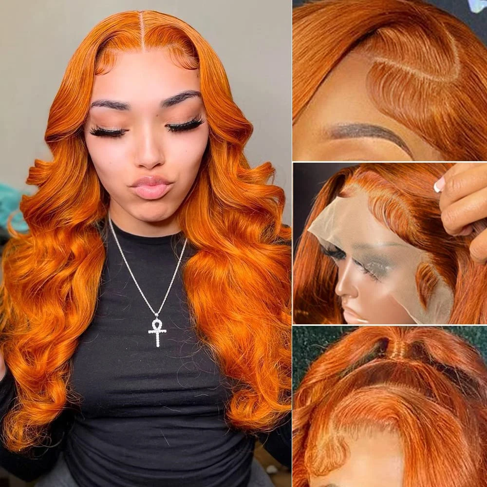 Orange-Ginger-Lace-Frontal-Wig-13x4-Lace-Frontal-Wig-Colored-Human-Hair ...