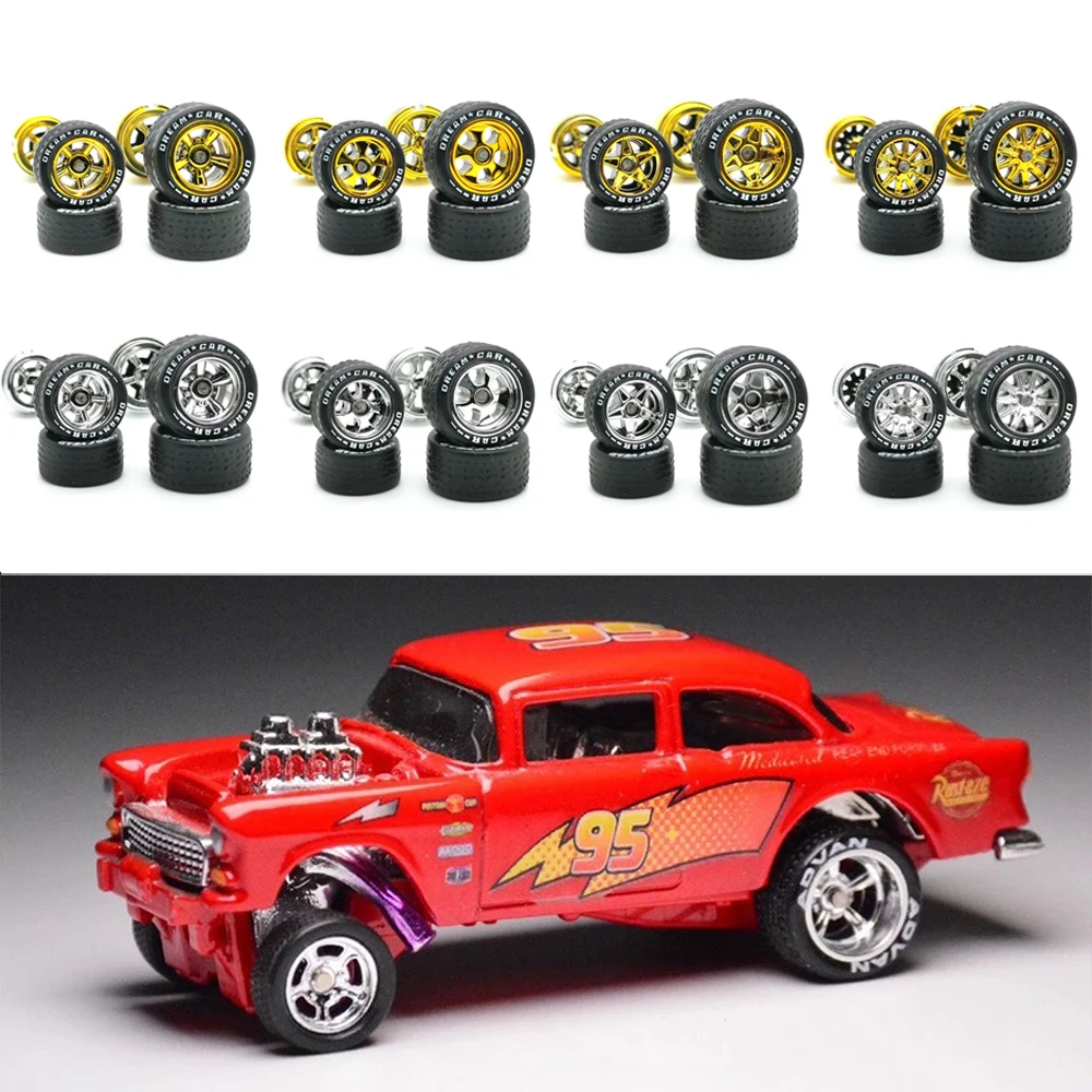 1-10Sets-1-64-Car-Wheel-With-Rubber-Tires-Staggered-Front-Small-Rear ...