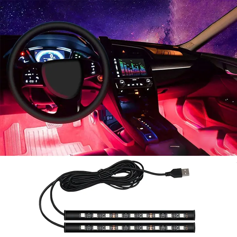 New-LED-Car-Interior-Ambient-Foot-Strip-Light-Kit-Backlight-5V-USB-Auto ...