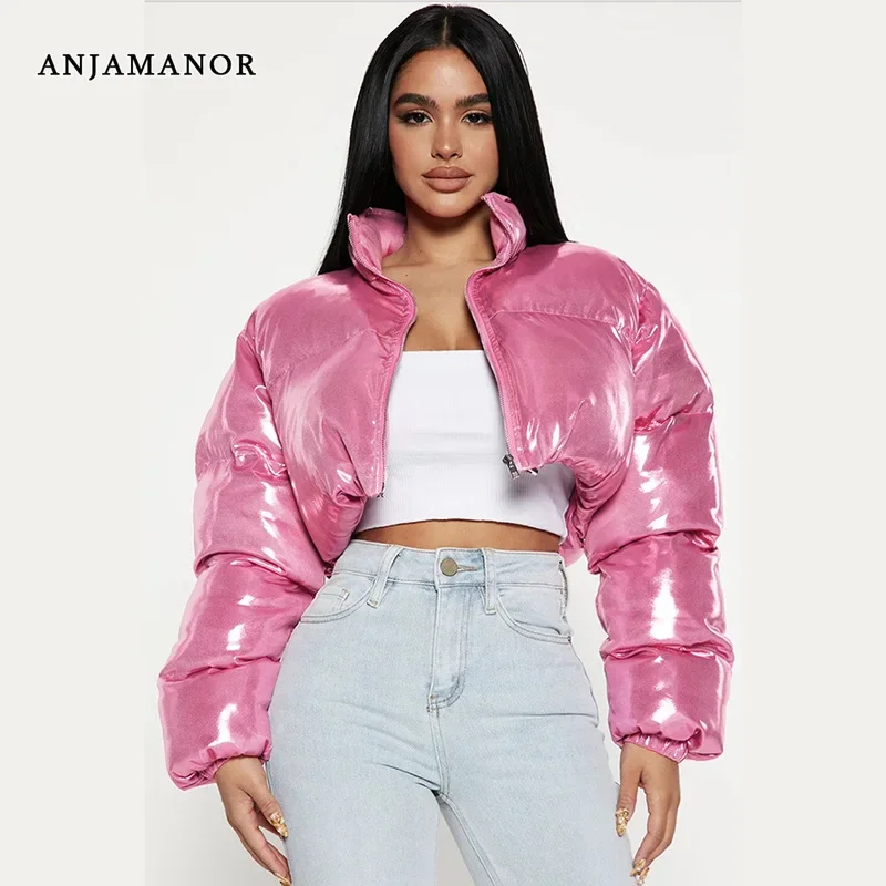 ANJAMANOR-Rose-Doudoune-pour-Femme-Hiver-V-tements-Mode-2023-Streetwear ...