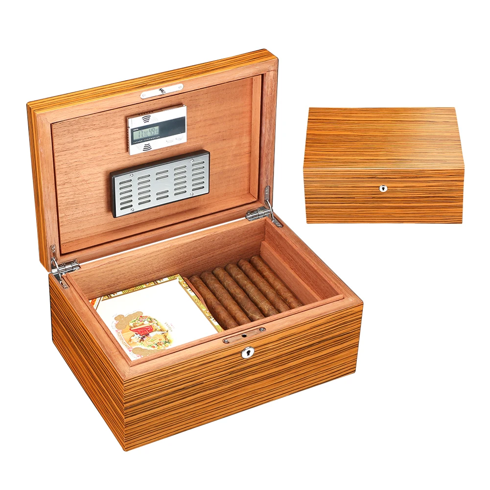Cedar-Wood-Cigar-Humidor-Box-Yellow-Glossy-Piano-Finish-Moisturizing ...