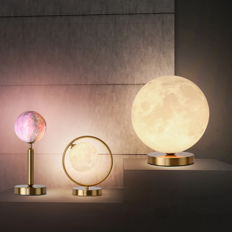 Modern Moon Star Glass Table Lamp Shade Reading Living Room Bedroom ...