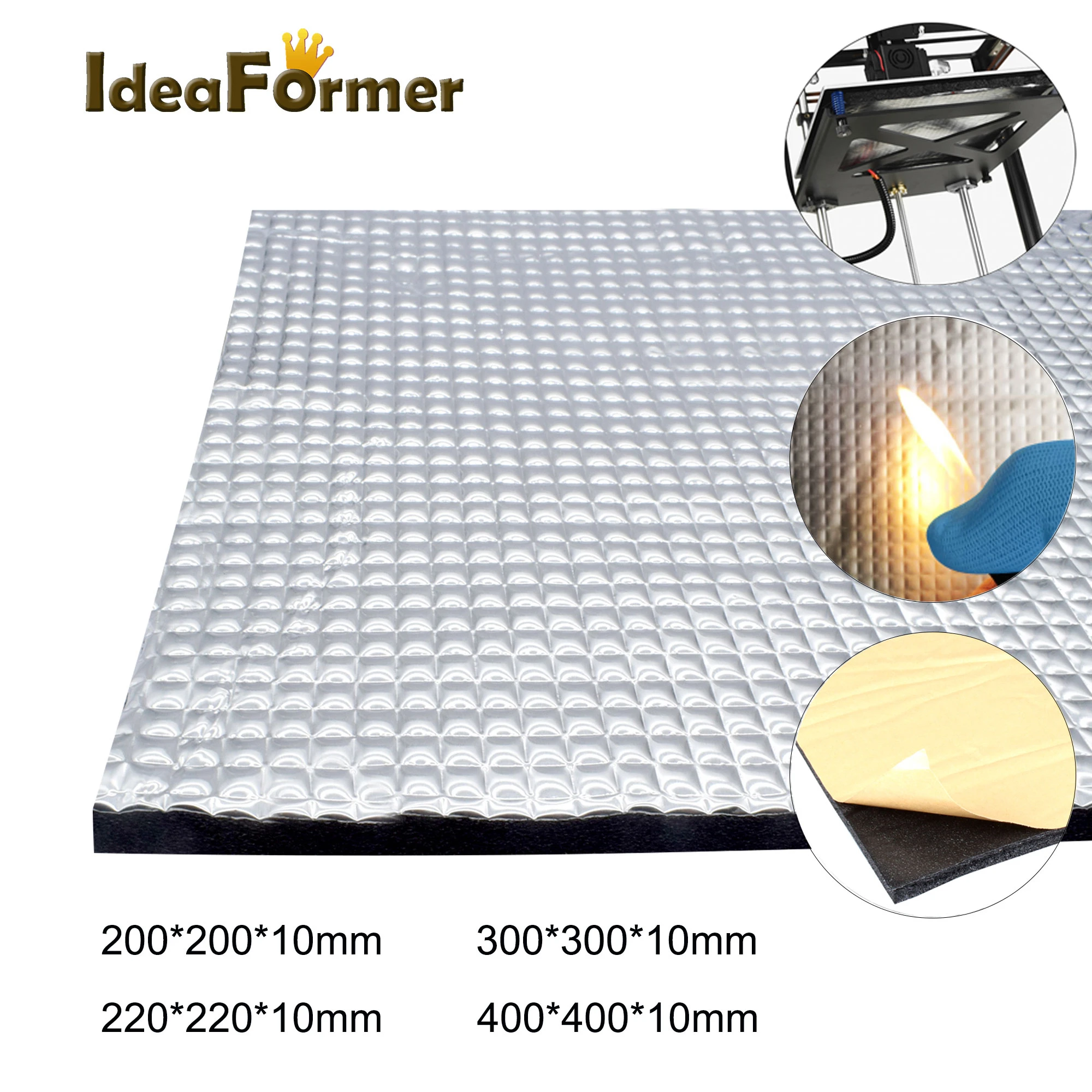 1pc 3d Printer Heat Insulation Cotton 200/220/300/400mm Heatbed Sticker ...