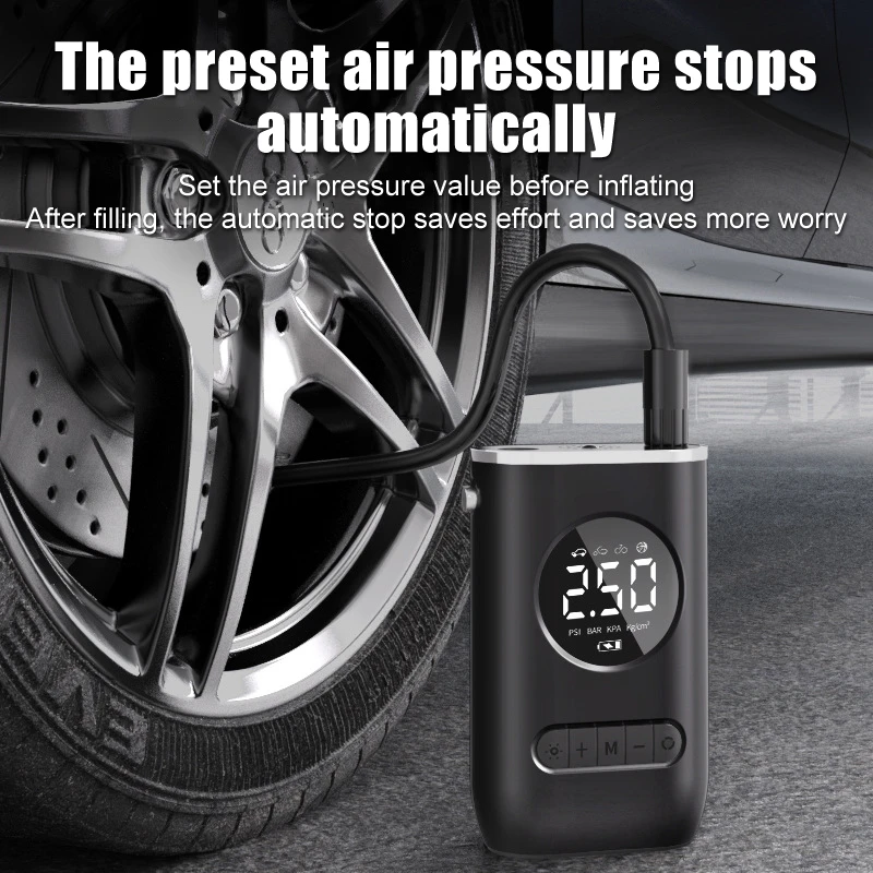 Portable Mini Car Mounted Air Pump Self Powered Electric Tire Inflator ...