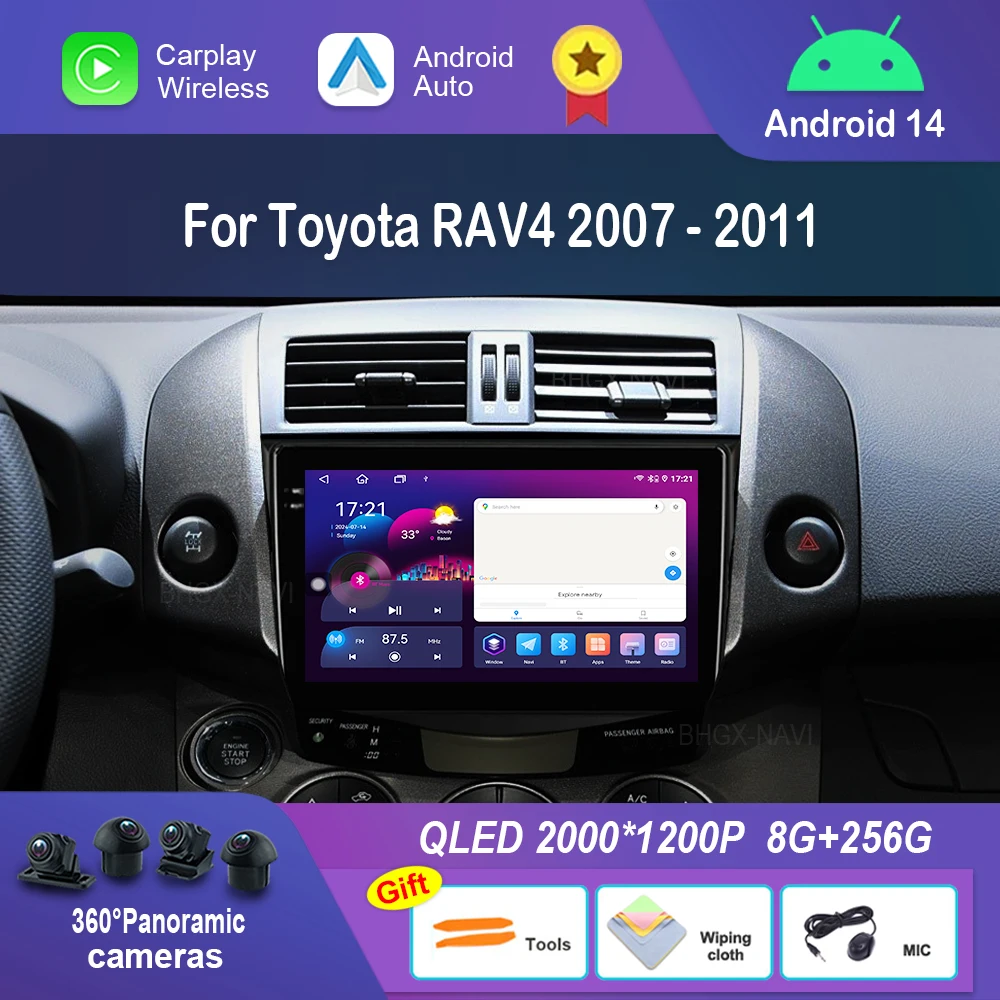 Android 14 Car Radio Video Multimedia Player for Toyota RAV4 2007 ...