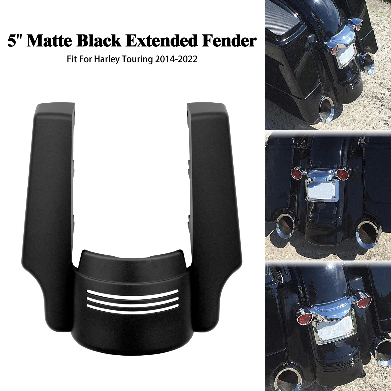 Motorcycle-Matte-Black-5-Stretched-Rear-Fender-Extension-For-Harley ...