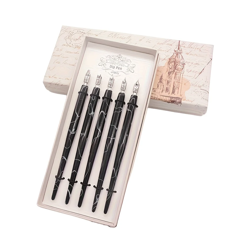 5 Acrylic Dip Pens suit various thick and thin nibs for practicing ...