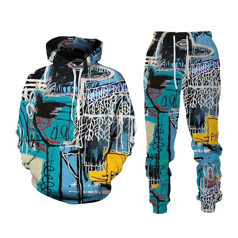 New-Hip-Hop-Graffiti-3D-Cartoon-Printed-Hoodie-Pants-Suit-Cool-Men ...