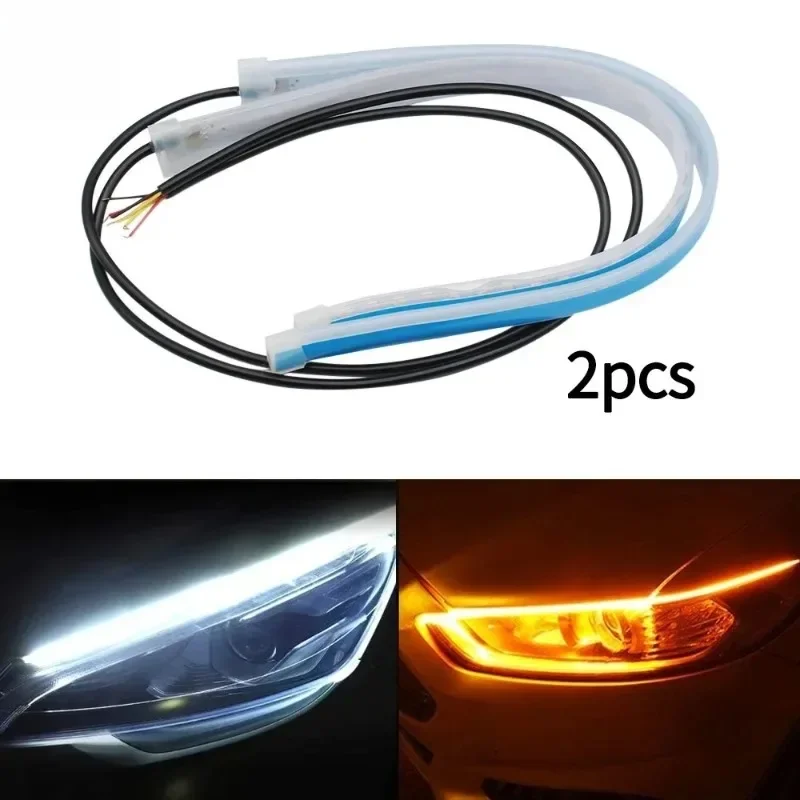 Lyr 2 uds tira de LED DRL amarillo brillante luz de señal de giro ...