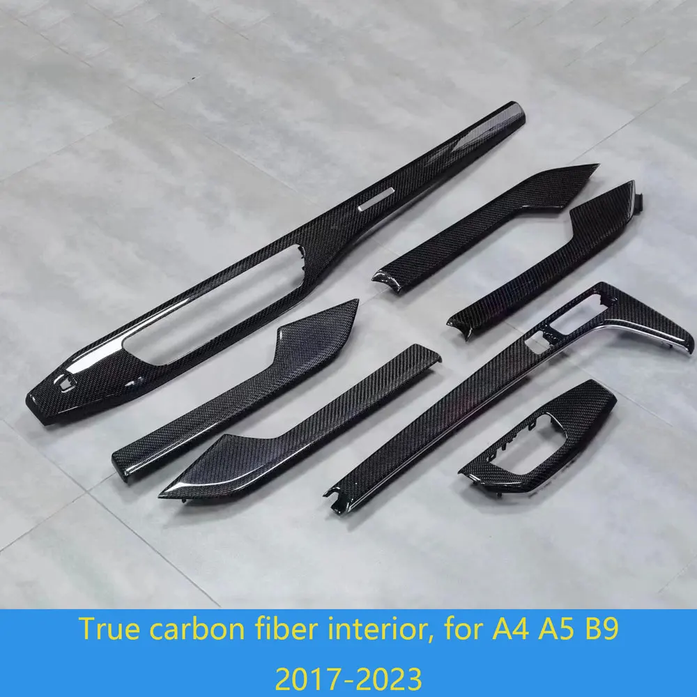 Carbon-fiber-central-console-interior-panel-7-piece-set-For-Audi-B9-A4 ...