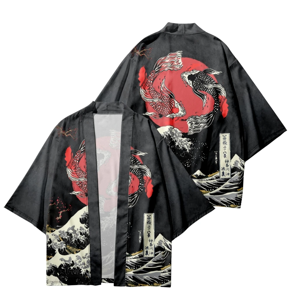 Carp-Wave-Role-Play-Japanese-Men-Kimono-Haori-Bobo-Yukata-Top-Beach ...