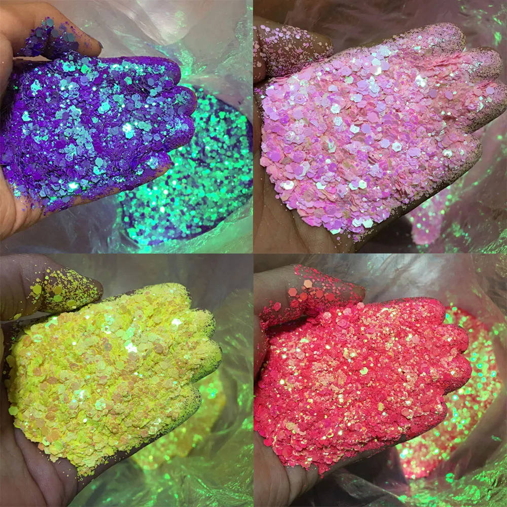 Sparkly Glitter Lose Chunky Holographic Hexagon Sequins Mix Decorations ...
