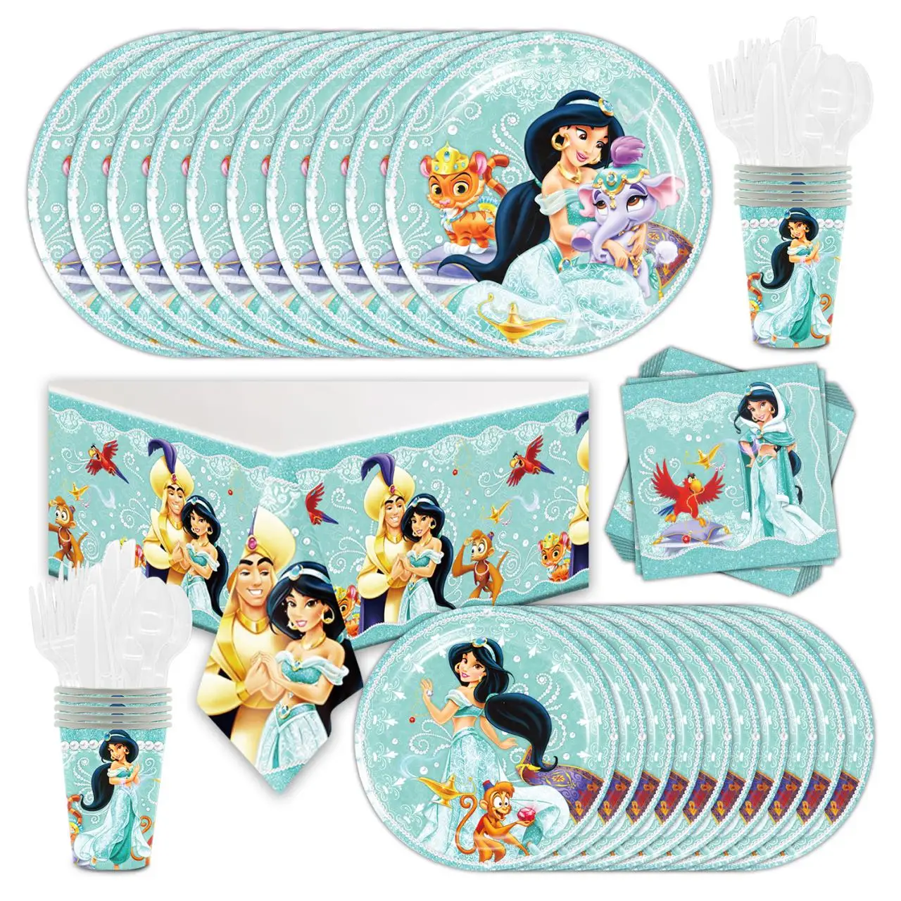 Disney Jasmine Disposable Tableware | Jasmine Birthday Party Favors ...