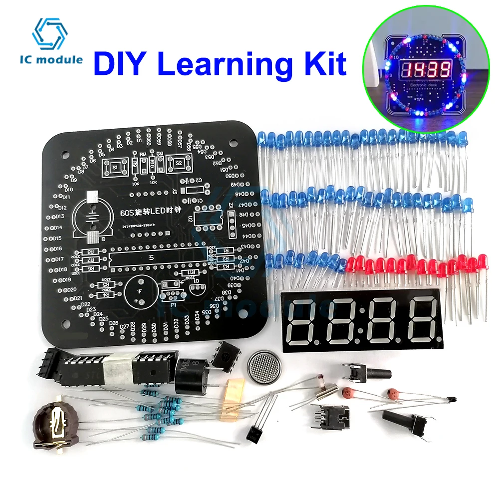 DIY Rotating Digital LED Display Module Alarm Electronic Digital Clock ...
