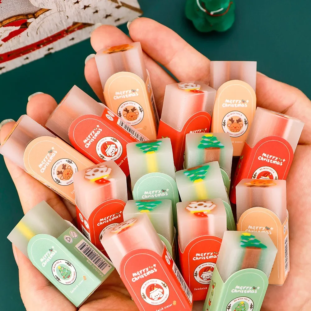 10Pcs-Cute-Christmas-Tree-Reindeer-Painting-Erasers-for-Kids-Merry ...