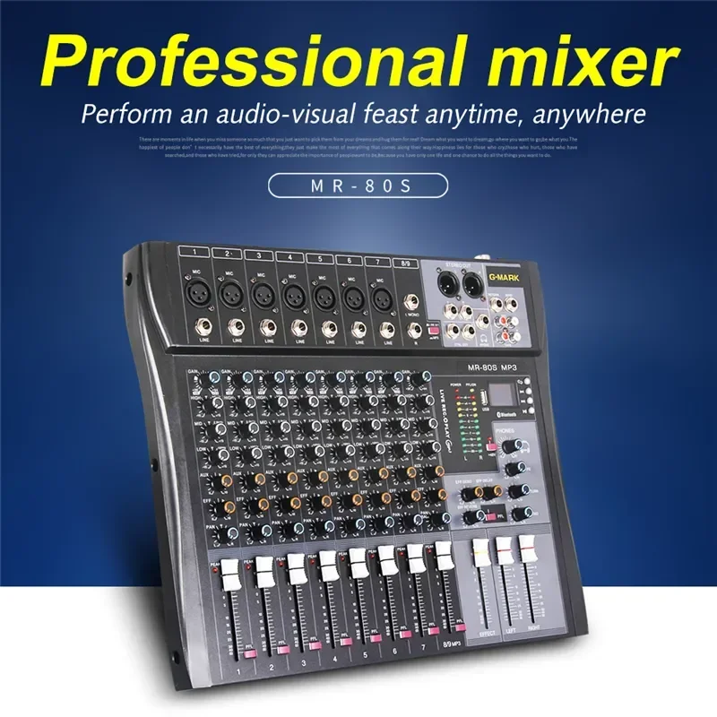 Professional-Audio-Mixer-8-Channel-Mixing-Console-Bluetooth-Sound-Board ...