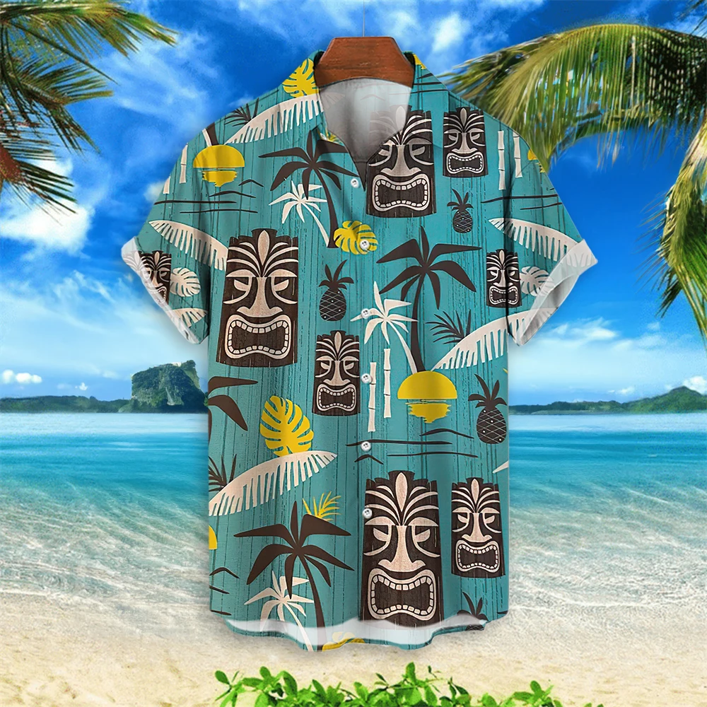 3d-Tiki-Print-Hawaiian-Shirts-For-Men-Retro-Men-s-Shirt-Loose-Casual ...