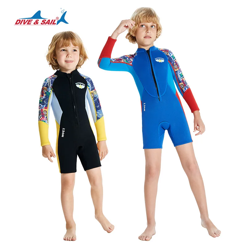 Children's Warm Diving Suit 2.5MM Neoprene One Piece Long Sleeved ...
