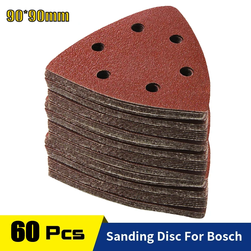 60PCS-Triangular-Sanding-Disc-90mm-Delta-Sander-Hook-Loop-Sandpaper ...