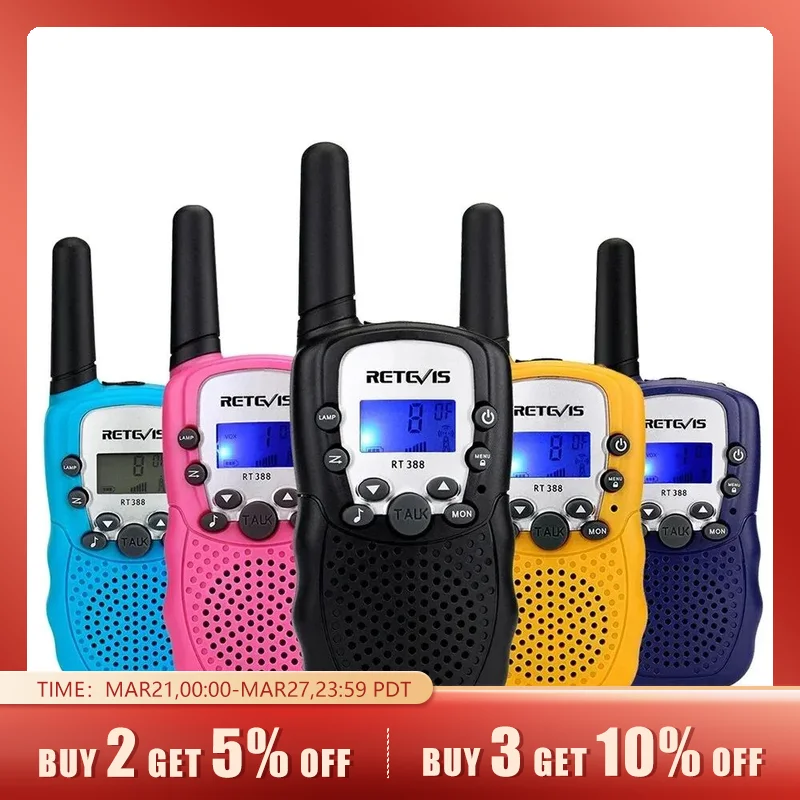 Retevis RT388 Walkie Talkie Children 2 Pcs Children Radios Receiver ...