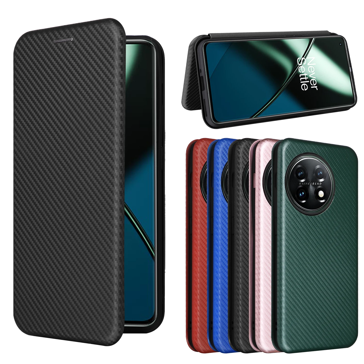 For-OnePlus-11-Case-Carbon-Fiber-Flip-Leather-Case-For-OnePlus-11 ...
